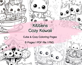 Cozy Kawaii Coloring, Coloring Kawaii, Cozy Kawaii, Bears Cozy Kawaii ...