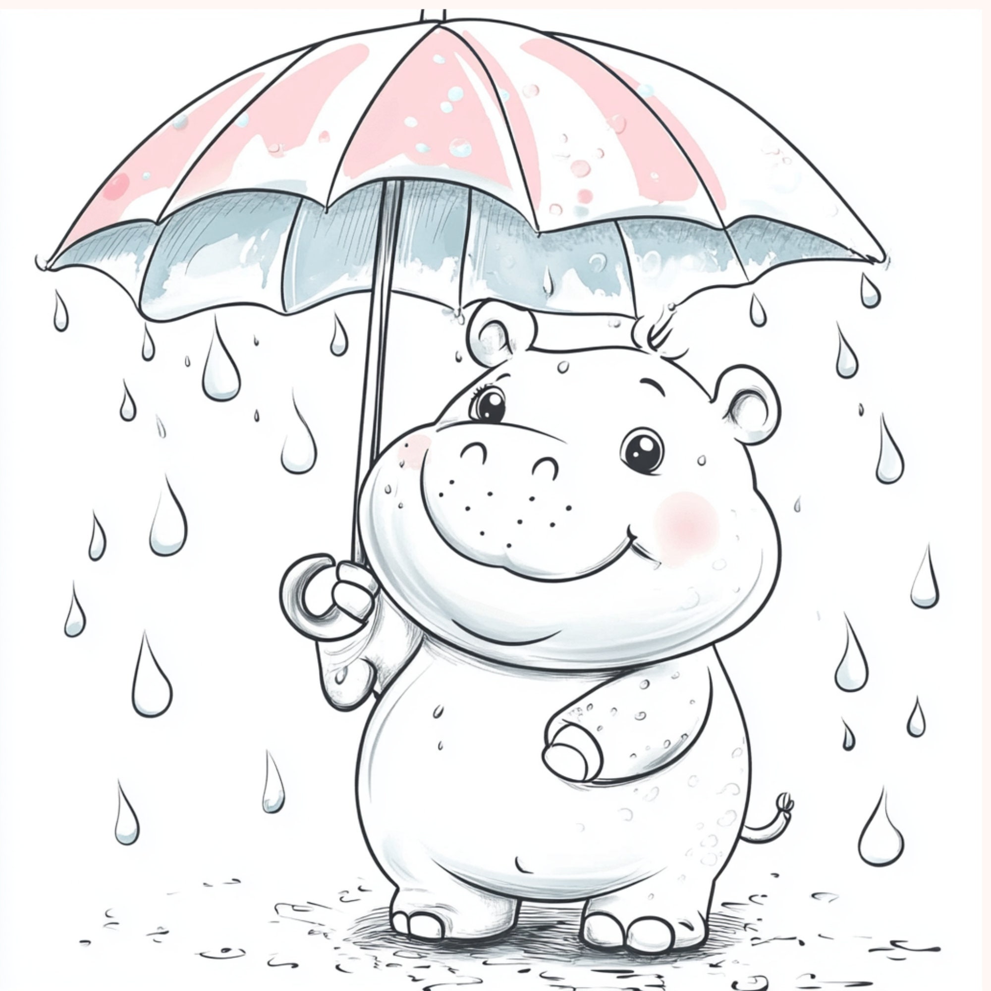 Watercolor Moo Deng, Moo Deng Pngs, Moo Deng PNG, Hippopotamus , Memory ...
