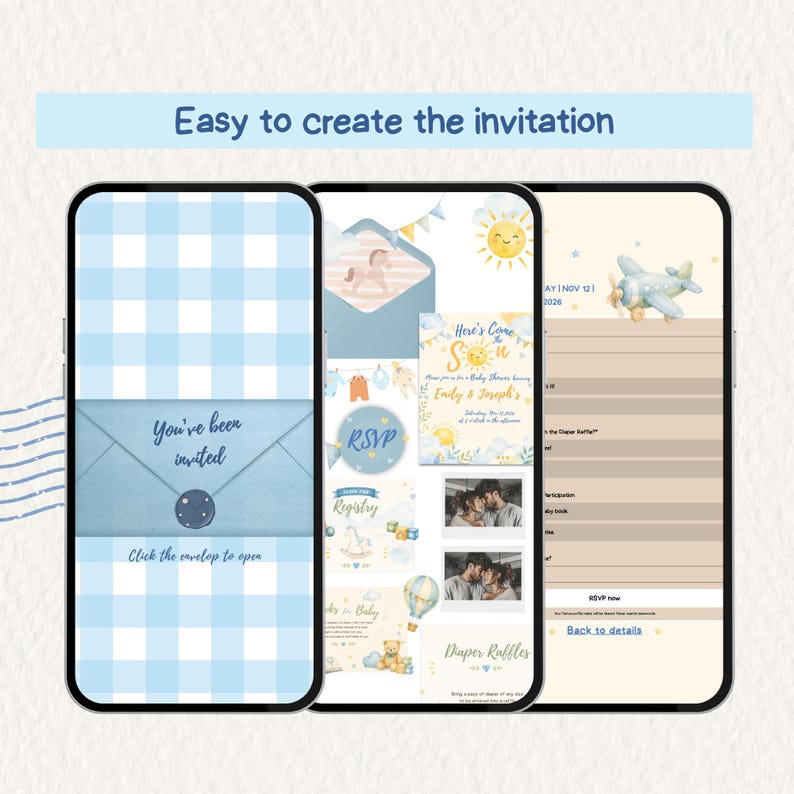 Here Comes the Son Baby Shower Website Template With RSVP | Editable ...