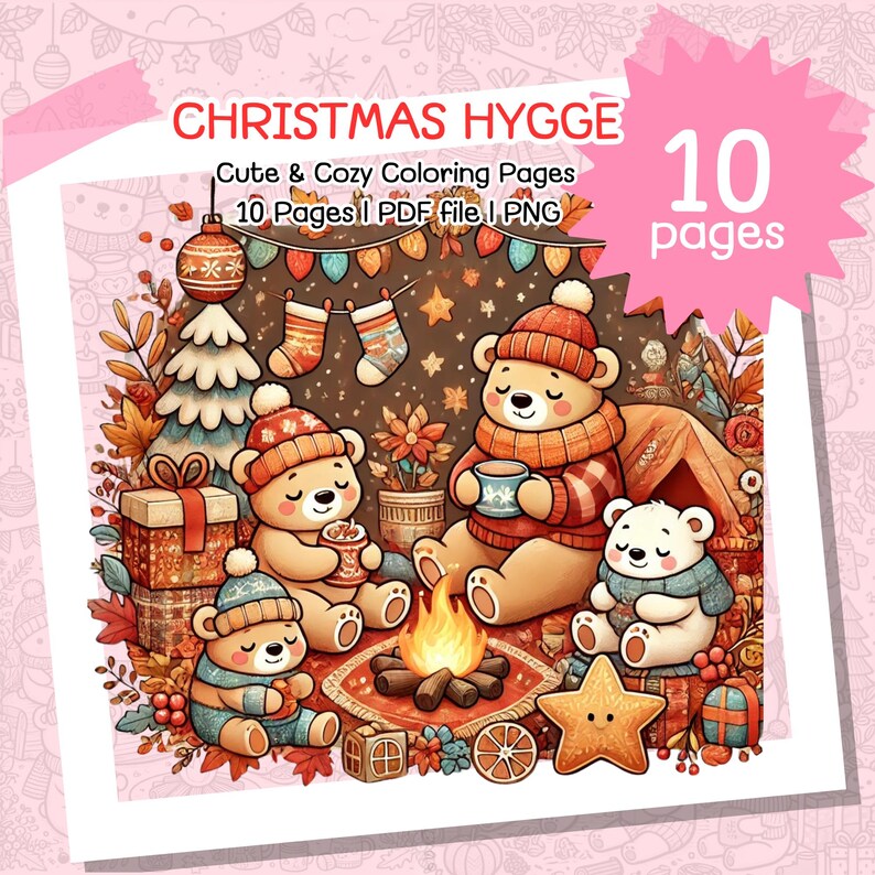 Cozy Kawaii Coloring, Coloring Kawaii, Christmas Hygge, Kawaii Cozy ...