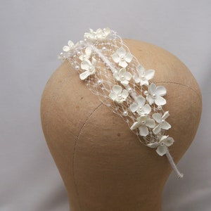 Ivory Net Headband for Women, Wedding Veil Headband Vintage Look ...