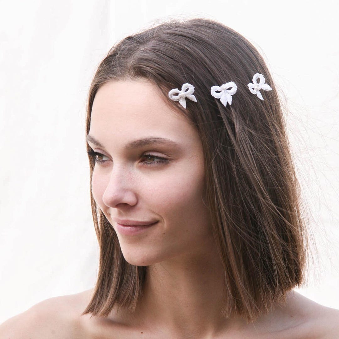 Vintage Lace Bow Wedding Hair Pins: Beaded Bridal Hair Jewelry - Etsy