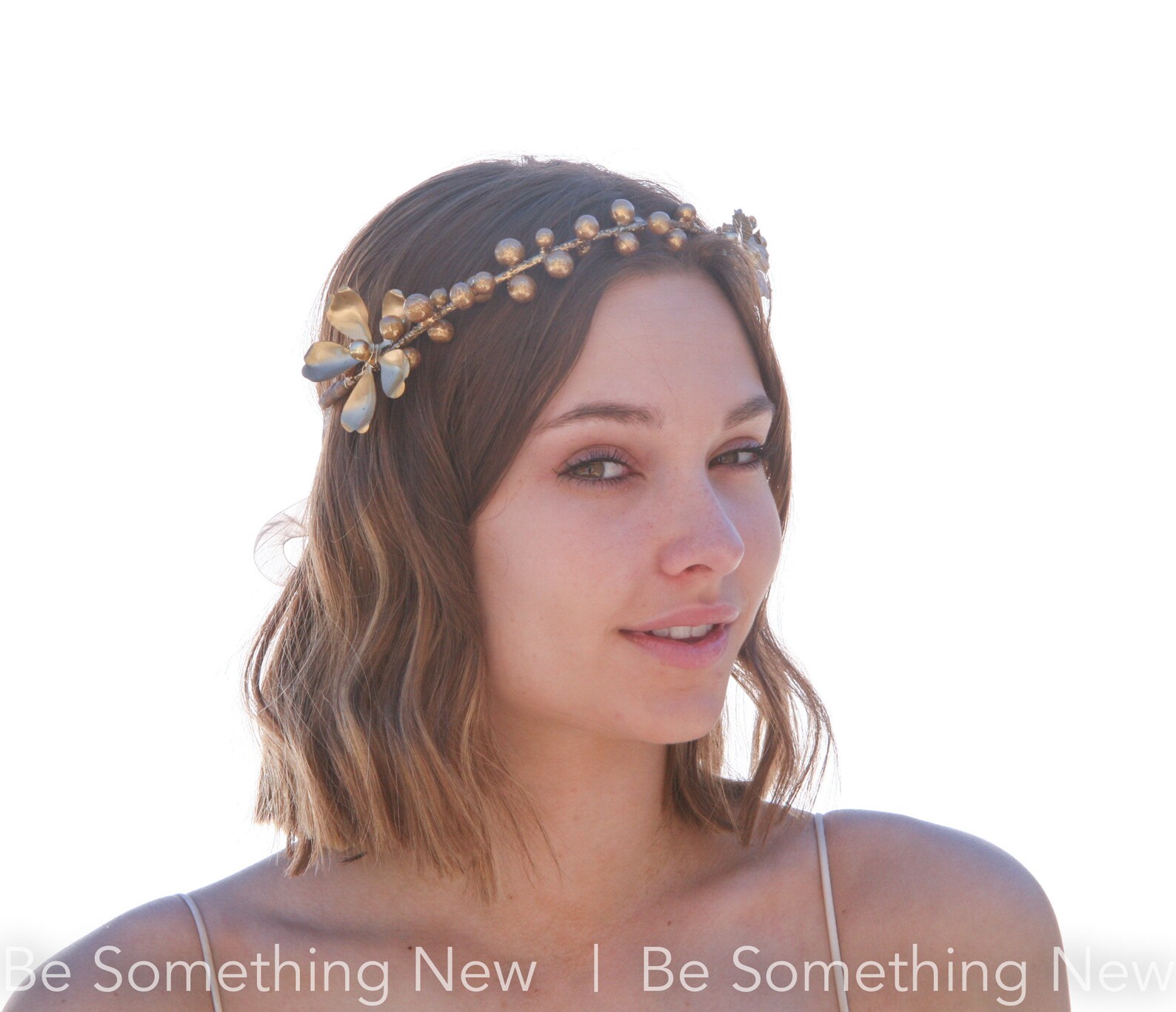 Gold Wedding Flower Crown of Gold Metal Flowers and Golden | Etsy