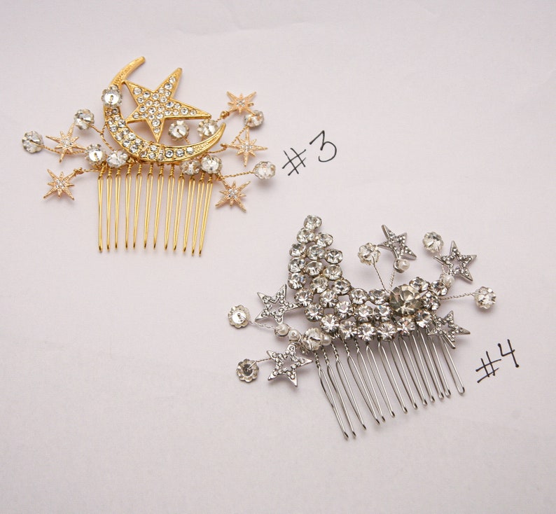 Shooting Stars Vintage Moon Celestial Wedding Hair Comb Moon - Etsy