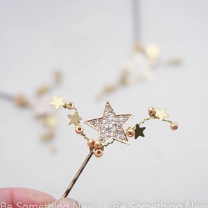 Gold Hair Pins of Stars and Rhiestones Bridal Bobby Set | Etsy