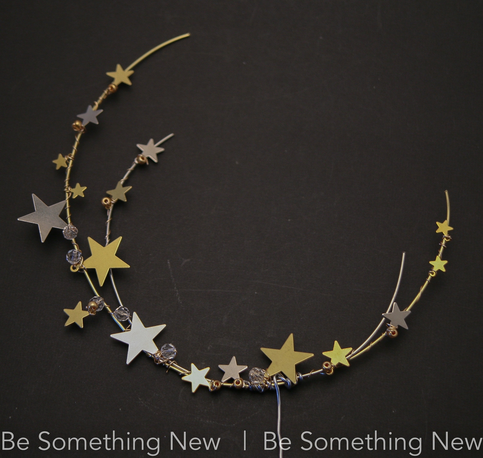 Gold and Silver Cresent Moon With Metal Stars Cake Toper - Etsy