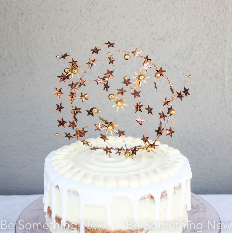 Gold Celestial Wedding Cake Topper, Star Wedding Decor - Etsy
