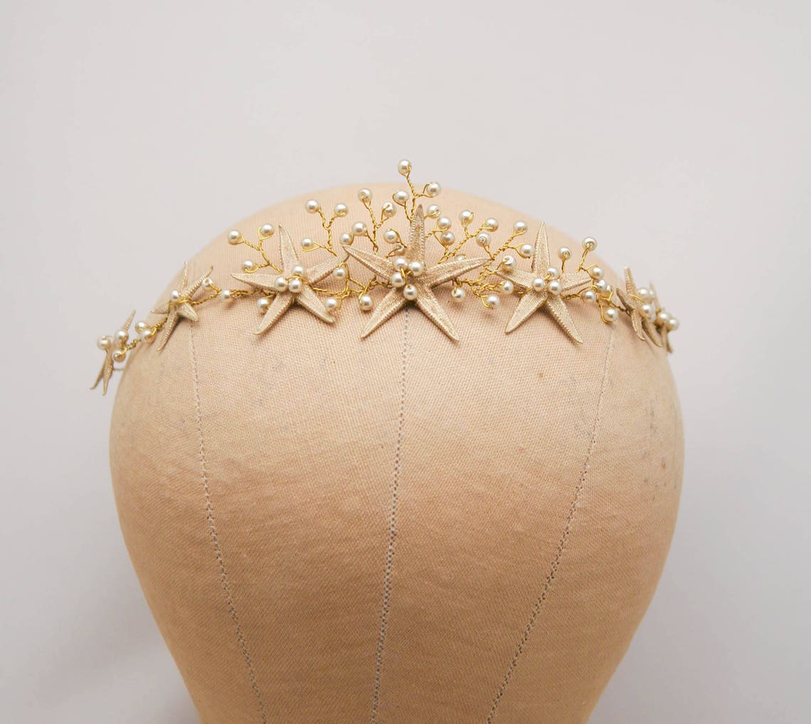 Gold Starfish Wedding Crown Beach Wedding Headpiece Gold - Etsy
