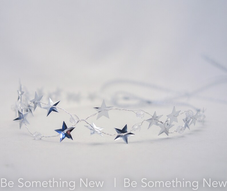 Silver Star Tiara With Crystals Wired Celestial Crown Wedding - Etsy