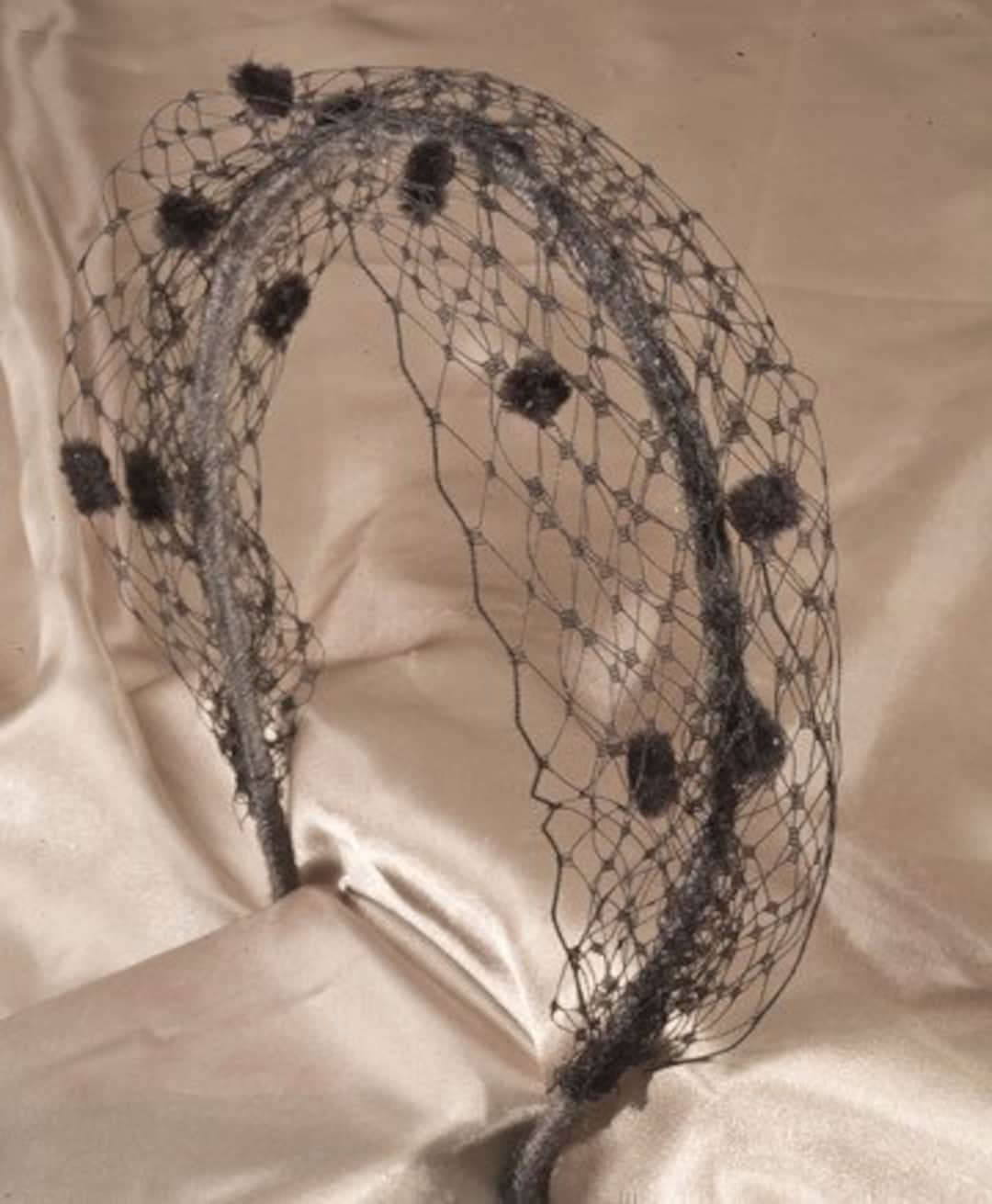 Black Net Headband for Women, Black Hair Accessory, Vintage Look ...