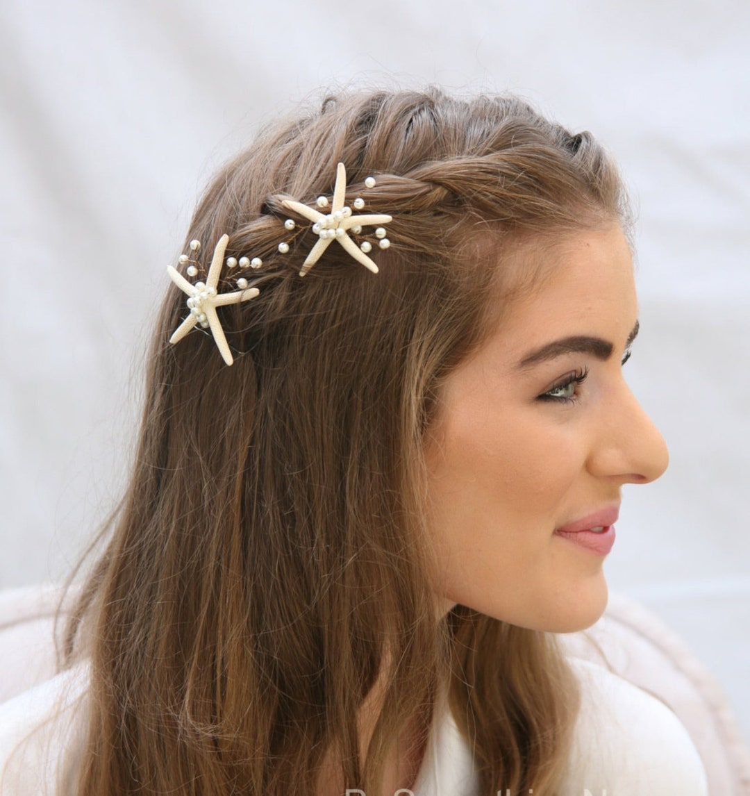 Starfish Hair Pins Beach Wedding Starfish and Pearl Bobby Pin Set ...