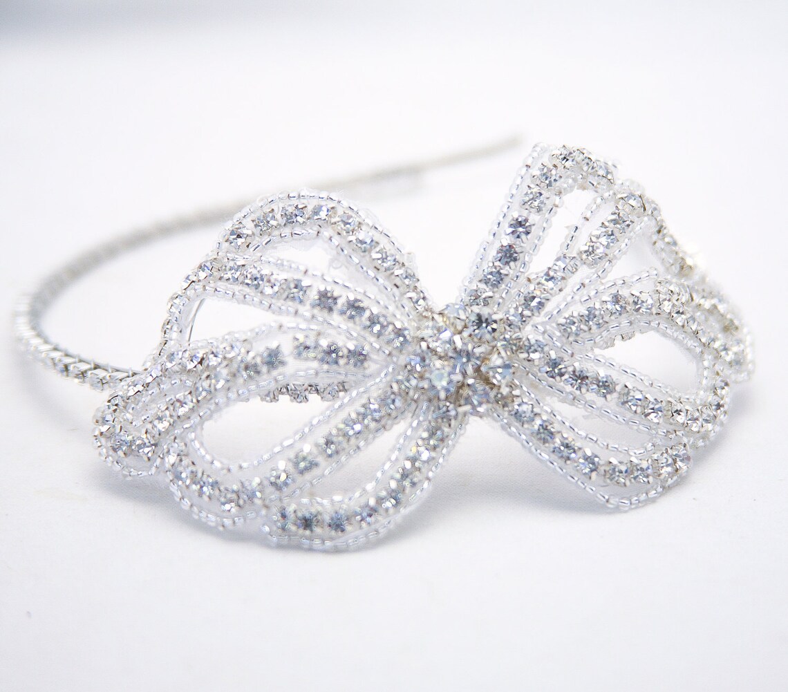 Wedding HairRhinestone Bow Headband Bow Tiara Bridal Head | Etsy