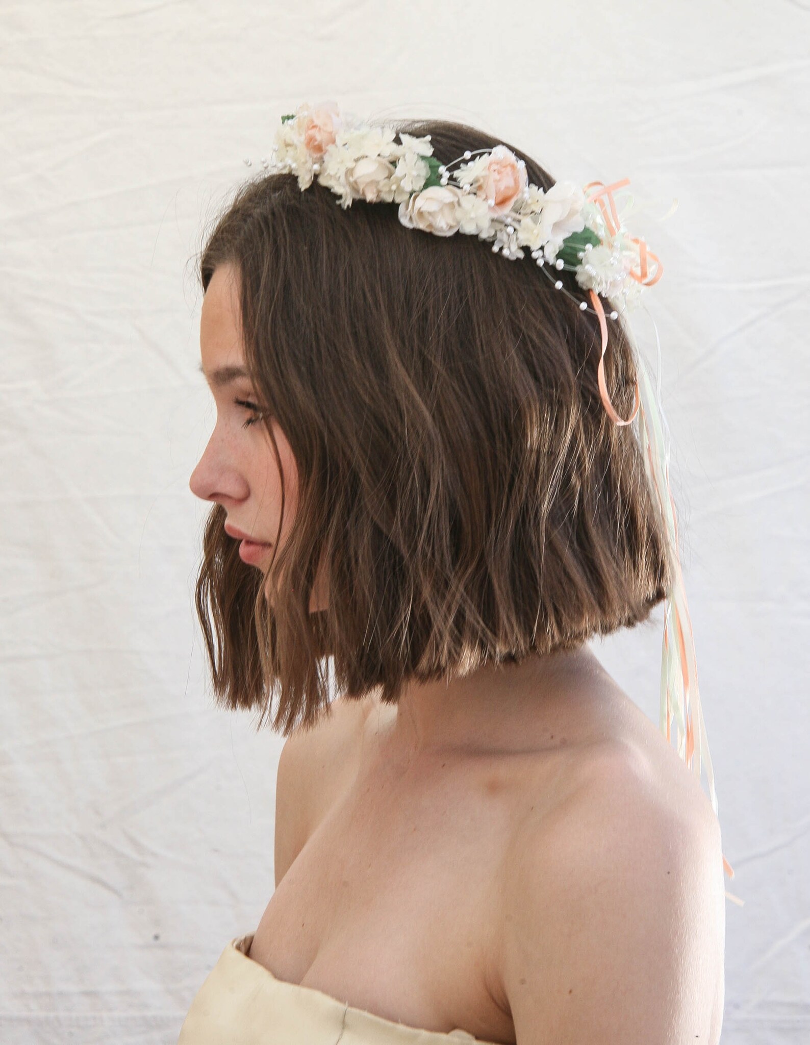 Vintage Flower Crown Flower Girl Halo in Peach and Ivory Vintage ...
