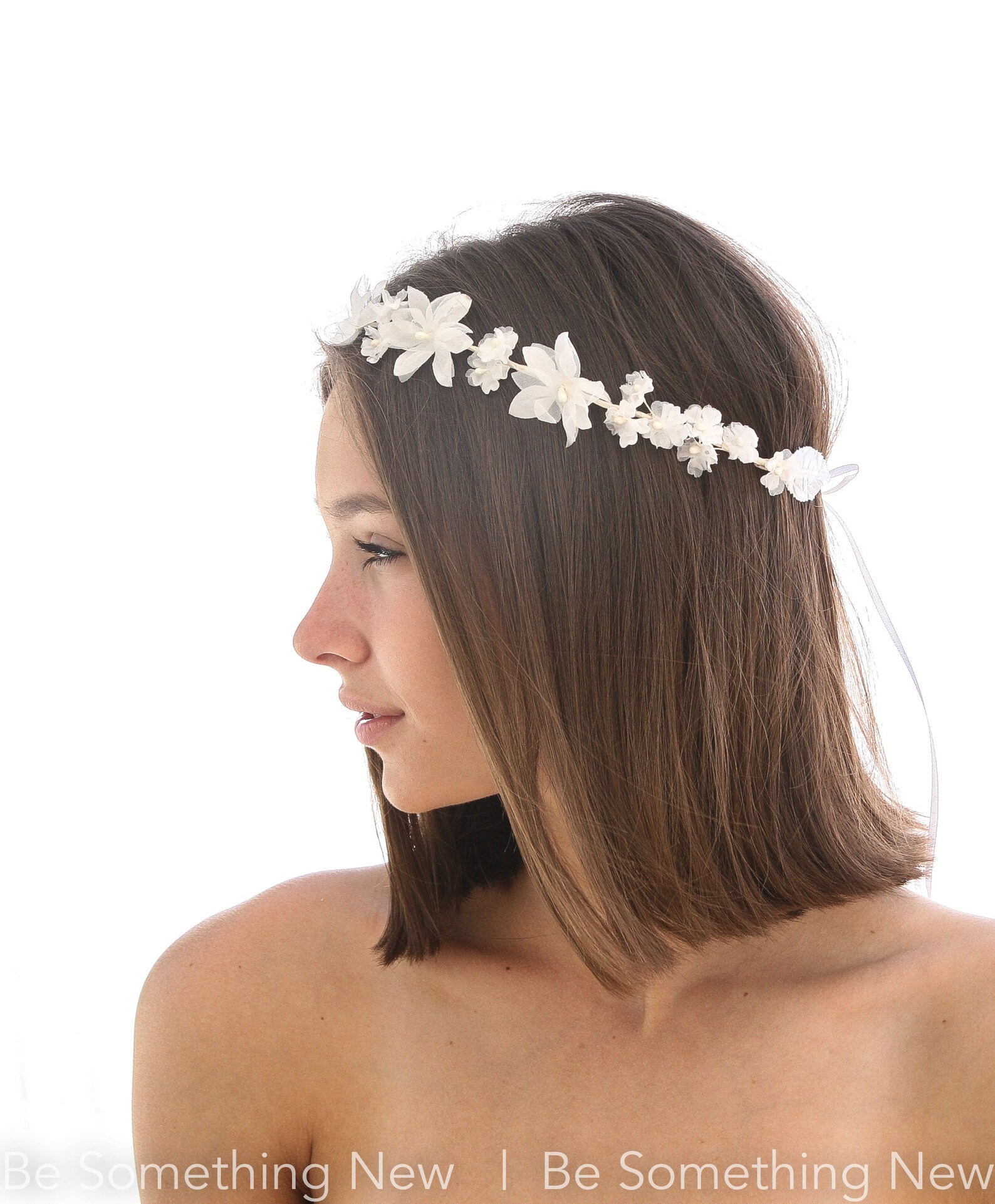 White Flower Crown Vintage Floral Wedding Headpiece First | Etsy