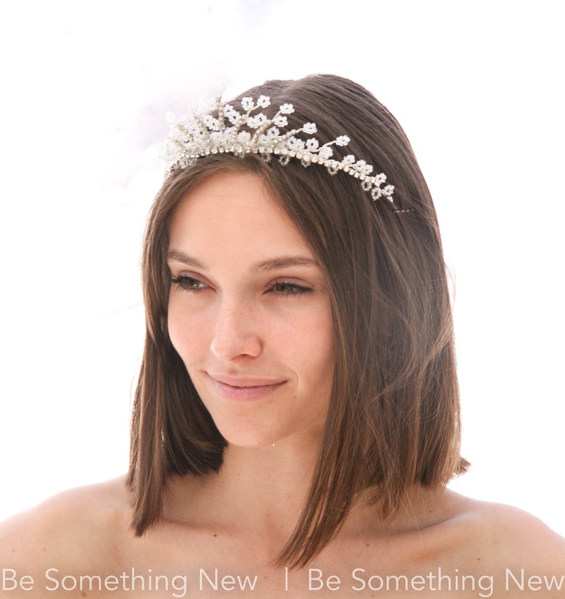 Beaded Wedding Tiara of Vintage Crystals and Rhinestones | Etsy