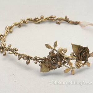 Gold Wedding Crown Rustic Bridal Hair Wedding Accessory Gold Leaf ...