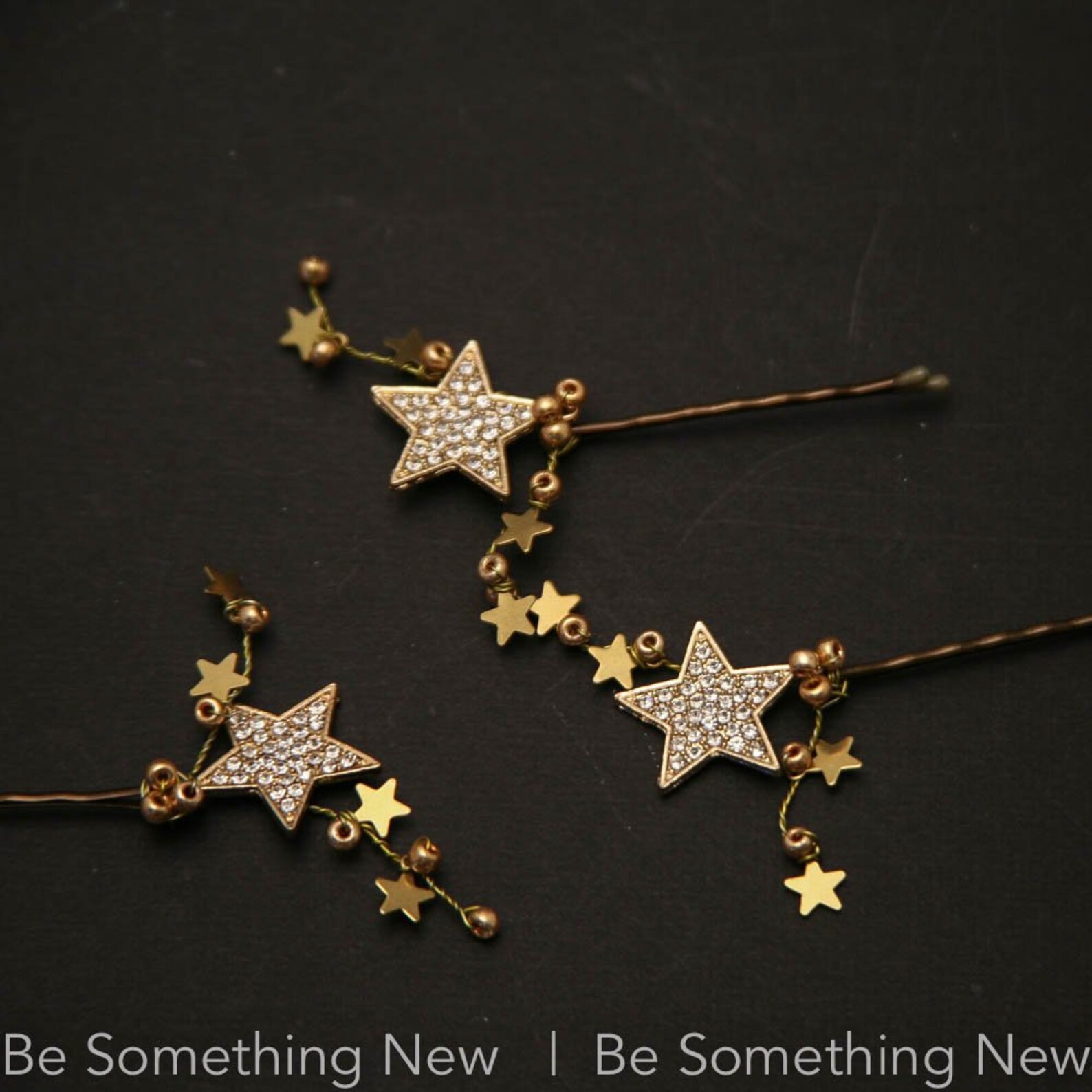 Gold Hair Pins of Stars and Rhiestones Bridal Bobby Set | Etsy