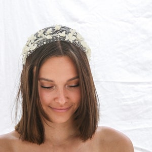 Ivory Net Headband for Women, Wedding Veil Headband Vintage Look ...