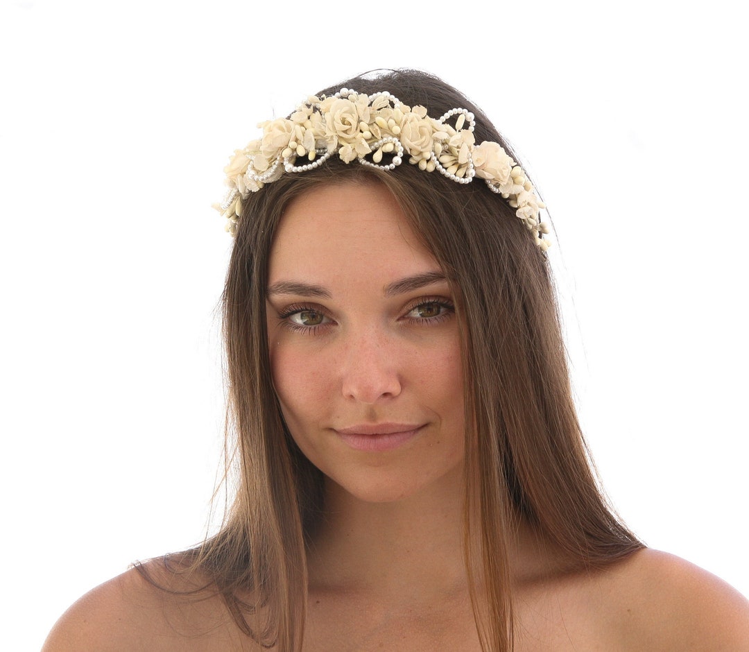 Vintage Flower Crown in Ivory Made From All Vintage Flowers and Wired ...