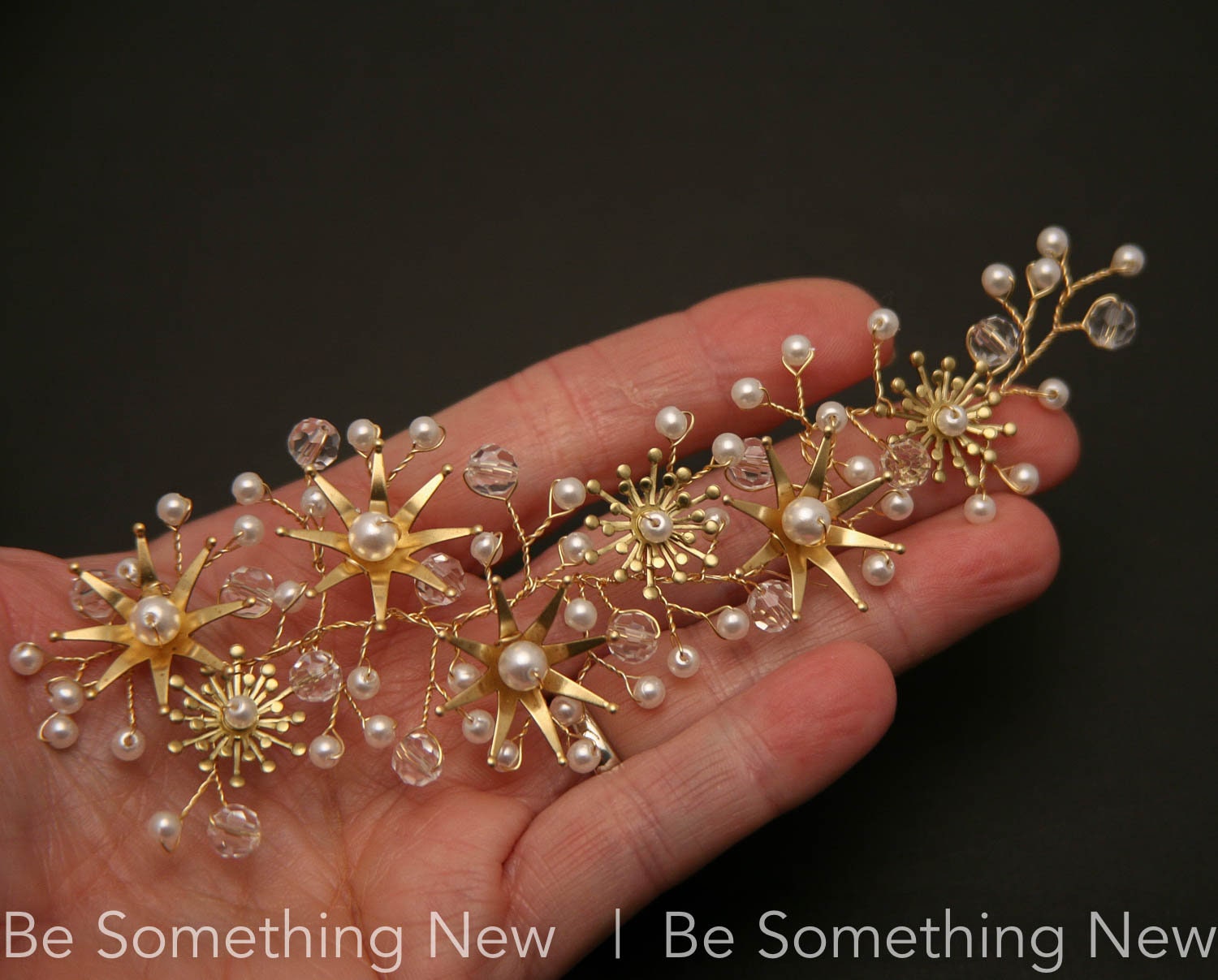 Gold Star Celestial Wedding Comb Brass Flower Headpiece Metal | Etsy