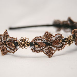 Copper Beaded Headband With Brass Flowers: Boho Hair Accessory - Etsy