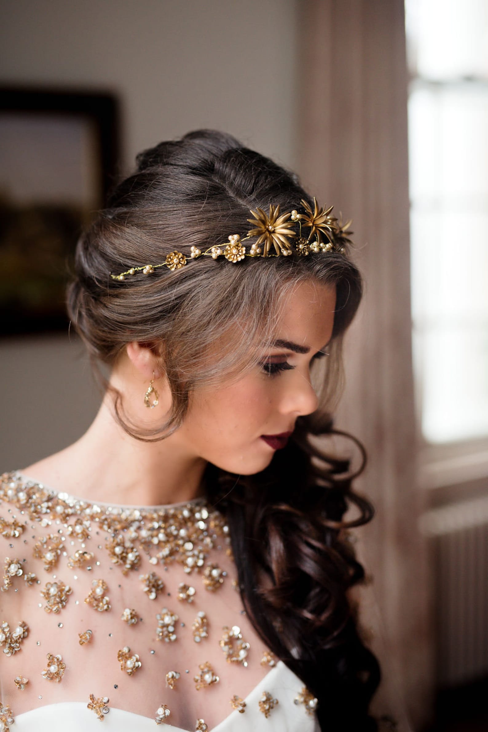 Gold Metal Flower Crown Vintage Brass Flower Tiara With Etsy