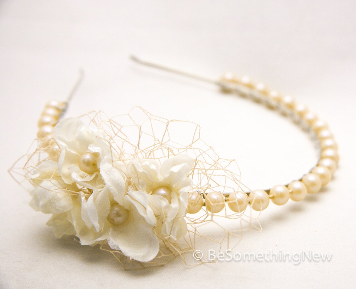 Wedding Hair Vintage Romance Pearl Headband or Wedding Tiara - Etsy
