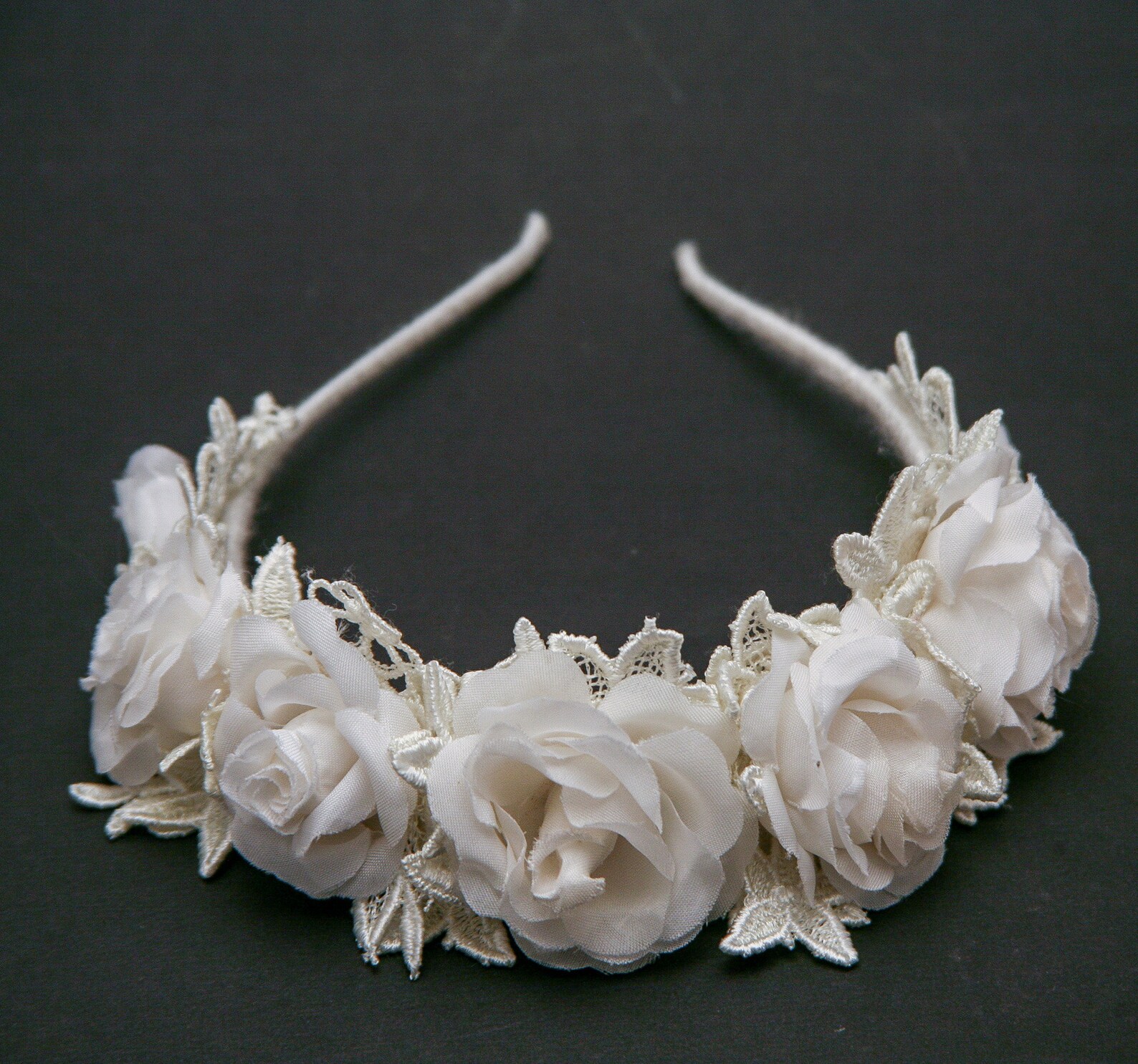 Large Flower Crown in Ivory With Vintage Flowers and Lace | Etsy