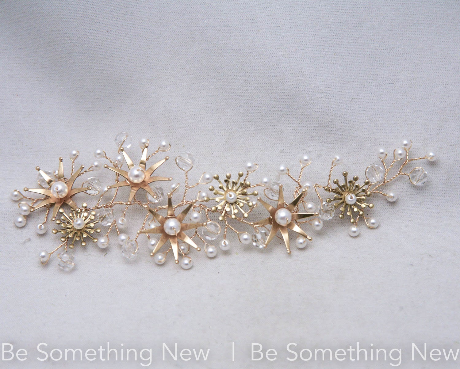 Gold Star Celestial Wedding Comb Brass Flower Headpiece Metal | Etsy