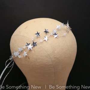 Silver Star Tiara With Crystals, Wired Celestial Crown Wedding Hair ...