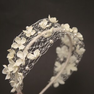 Ivory Net Headband for Women, Wedding Veil Headband Vintage Look ...