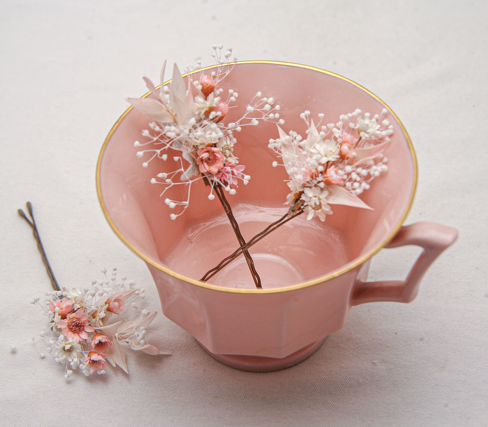 Dried Flower Hair Pin Sets With Babies Breath Dried Straw - Etsy