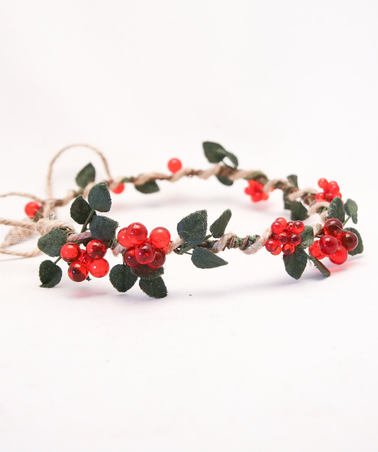 Flower Crown Rustic Wedding Wreath of Green Velvet Leaves and | Etsy