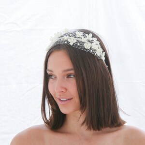 Ivory Net Headband for Women, Wedding Veil Headband Vintage Look ...