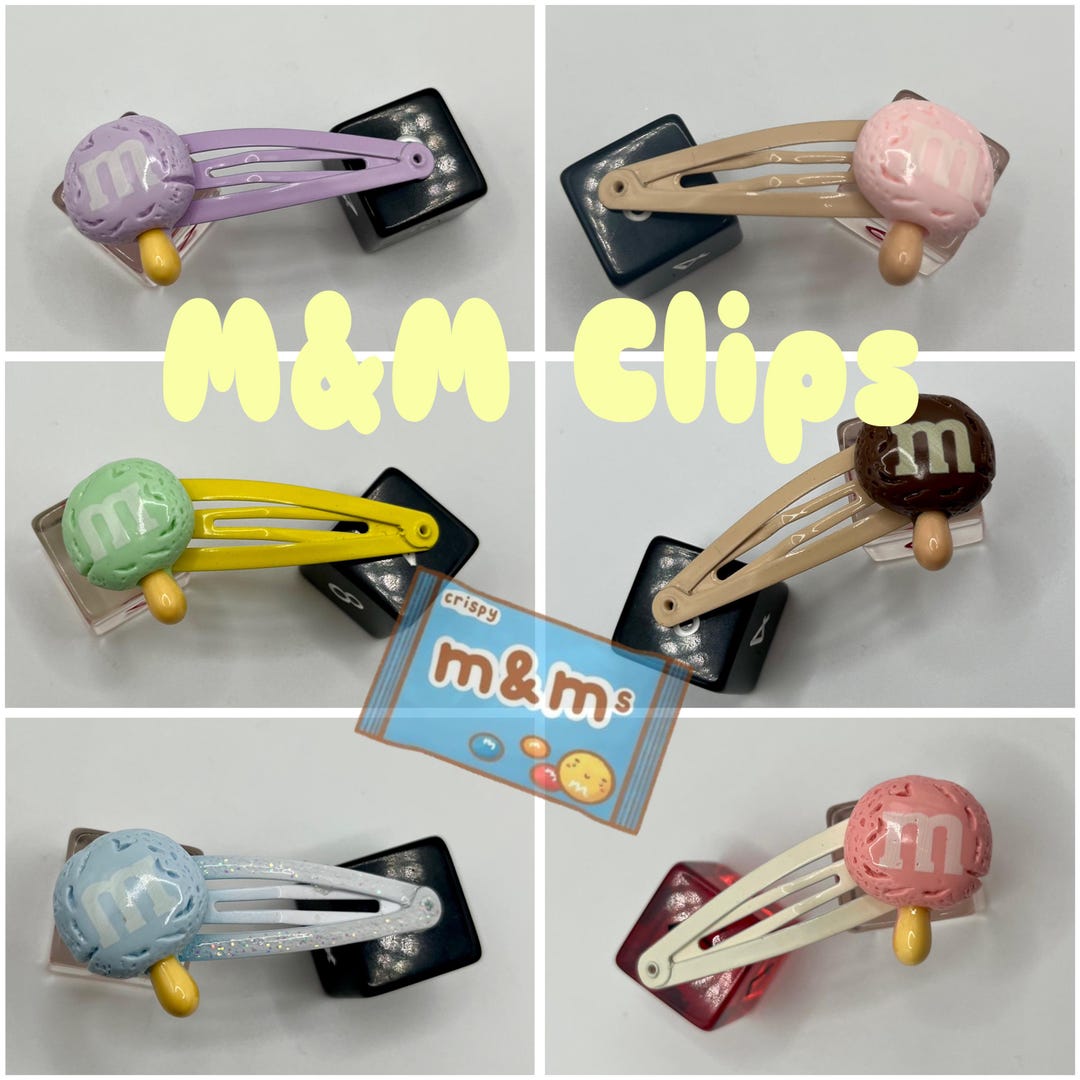 M&M Hair Clip~ Bow Hair|cutecore | Gyaru |kidcore| Cabochon Clip ...
