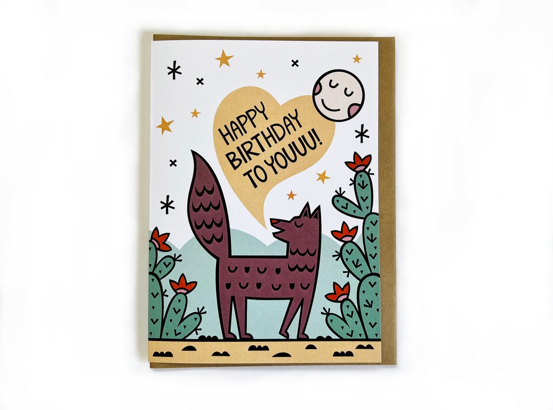 Happy Birthday Wolf Greeting Card - Etsy