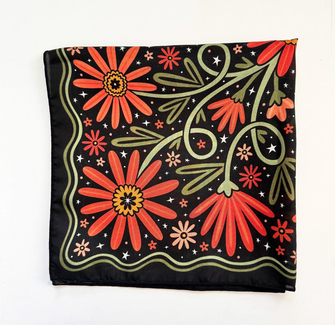 Billy Strings Red Daisy Silk Scarf - Etsy