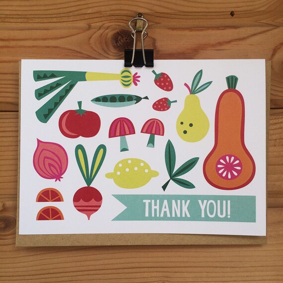 Thank You Veggie Card | Etsy