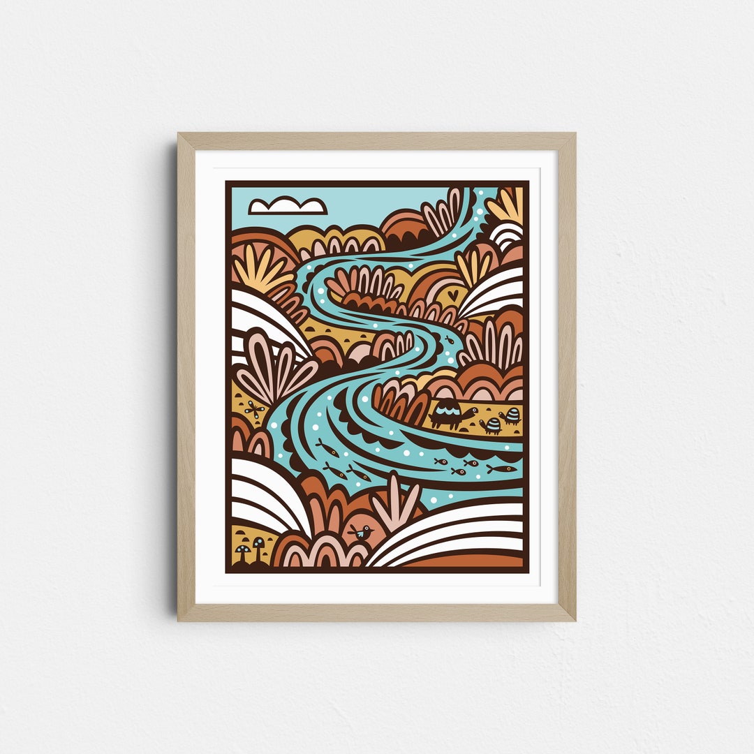 Mountain River Print - Etsy
