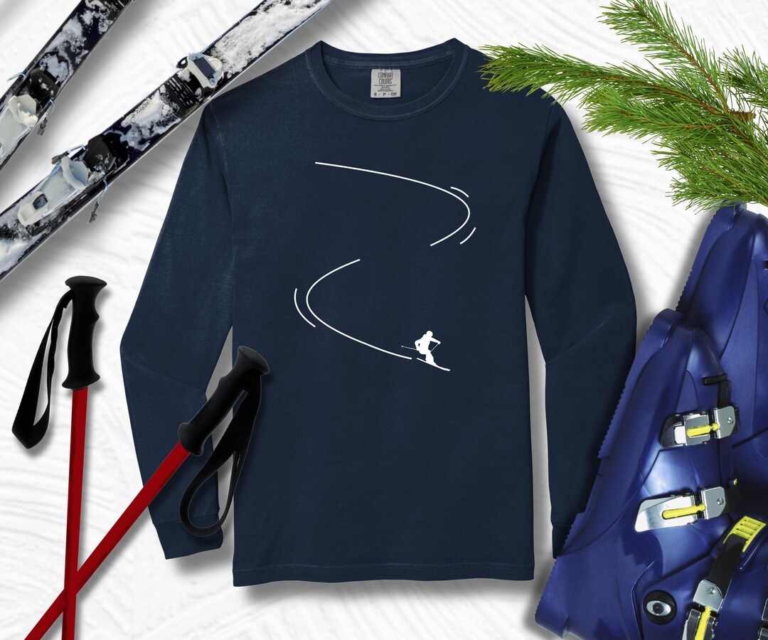 Skiing Lines, Skiing Long Sleeve Shirt, Winter Sports Shirt, Snow ...