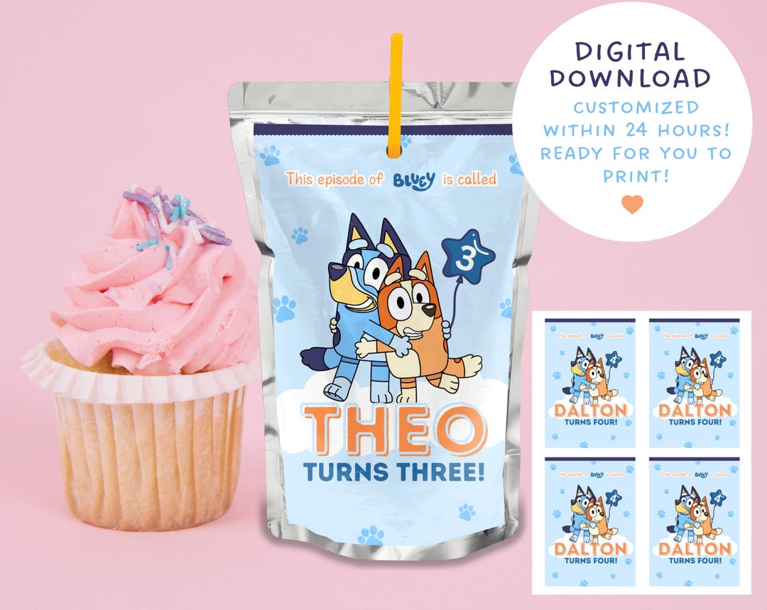 Customized, Bluey Capri Sun Label, Bluey Juice Pouch Label, Bluey Party ...