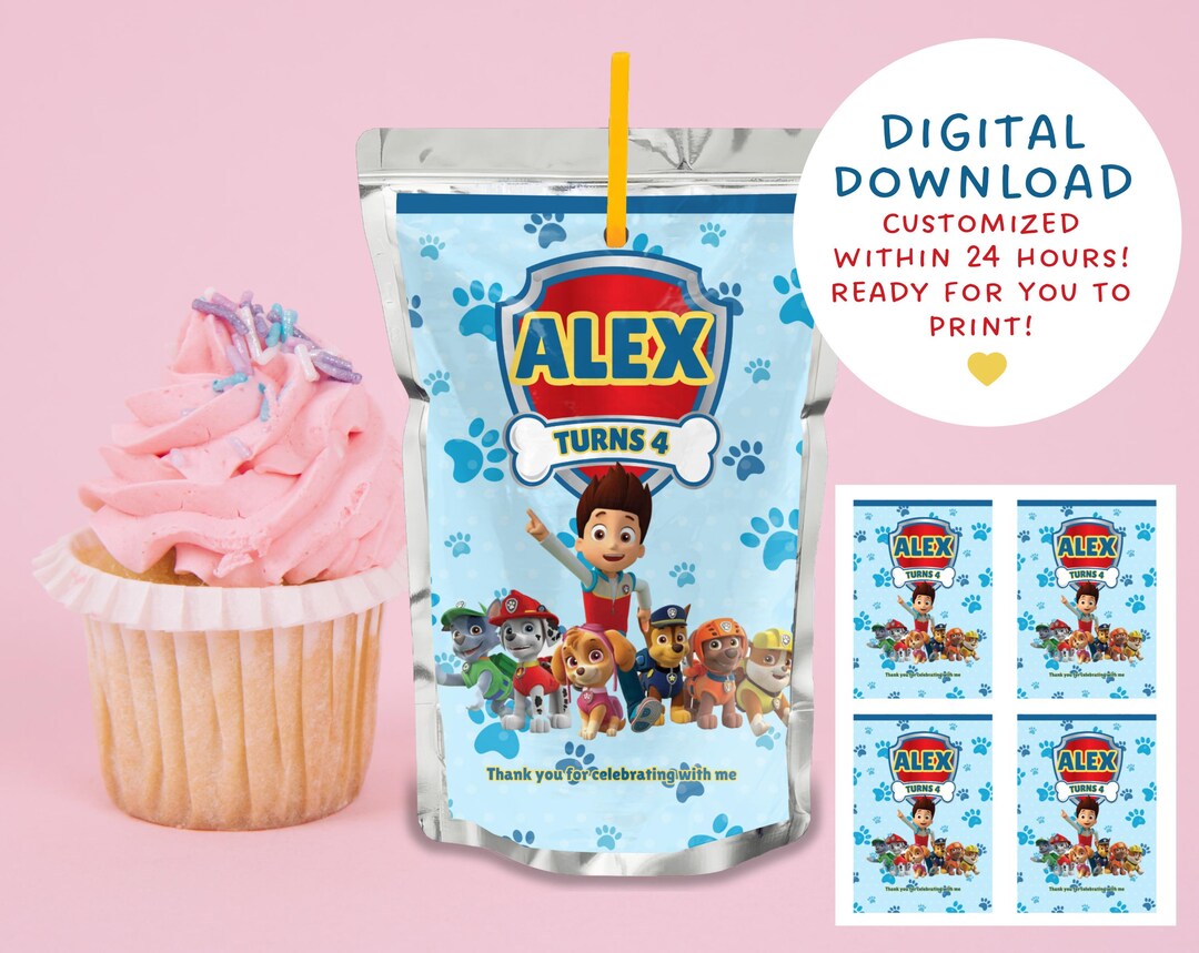 Customized, Paw Patrol Capri Sun Label, Paw Patrol Juice Pouch Label ...