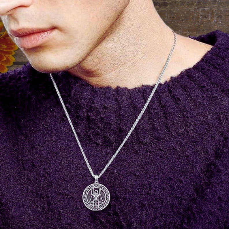 Anubis Necklace Ankh Pendant Egyptian 925 Sterling Silveranubis Jewelry ...