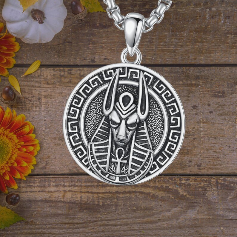 Anubis Necklace Ankh Pendant Egyptian 925 Sterling Silveranubis Jewelry ...