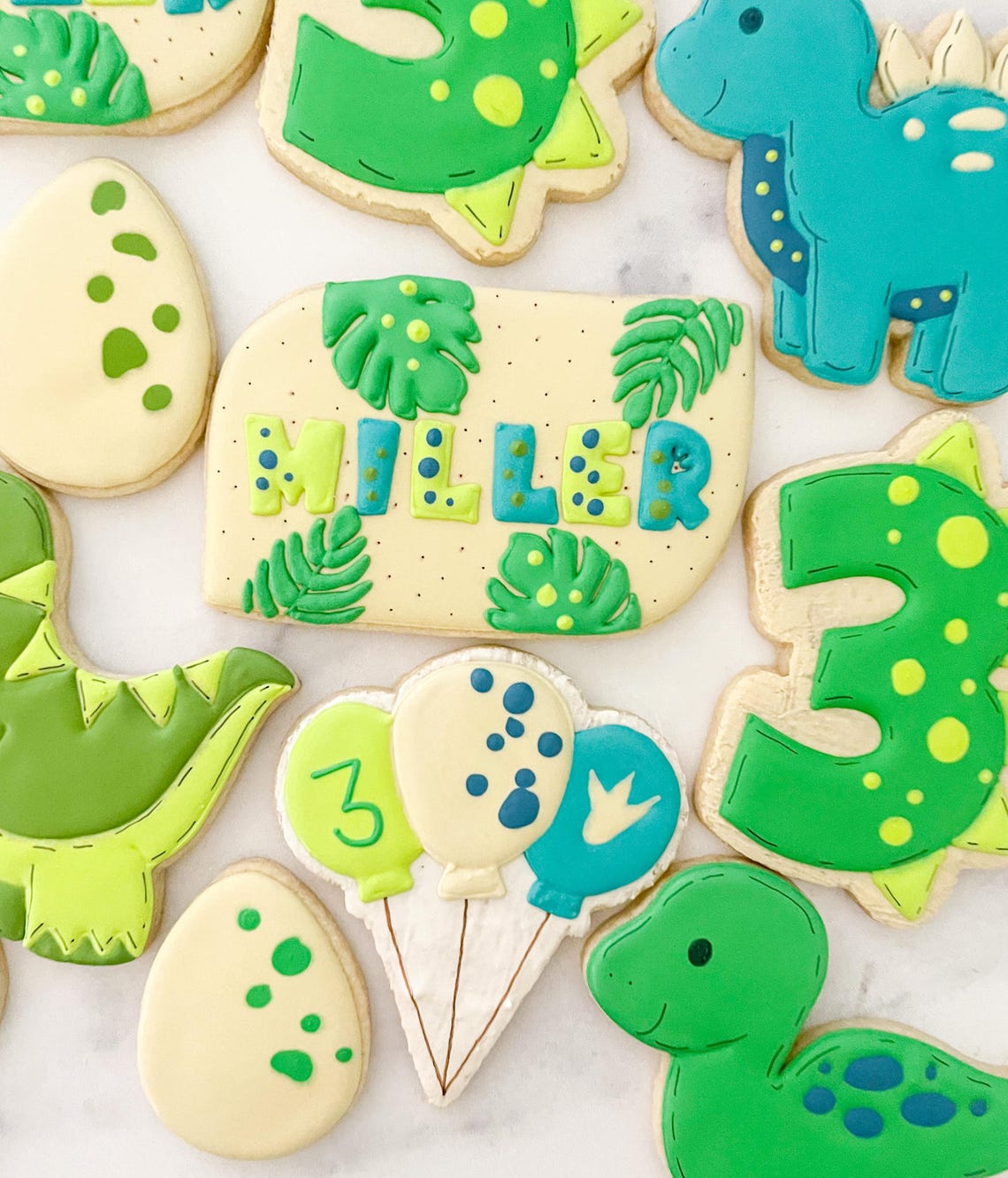 Three Rex Cookies, Dinosaur Birthday Cookies, Boy Birthday Theme, Girl ...