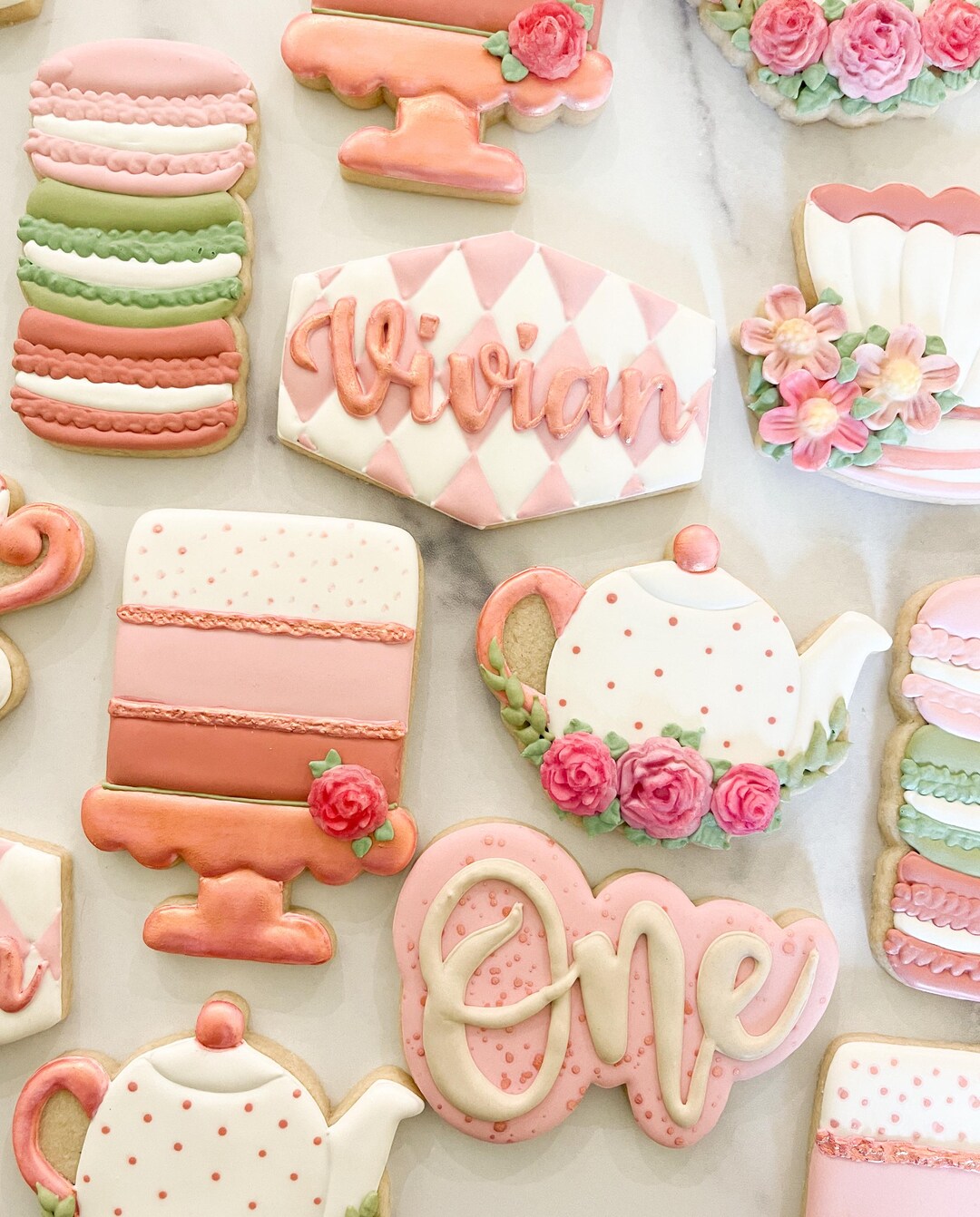 Tea Party Cookies, Girl Birthday Cookies, Tea Themed Cookies, Vintage ...