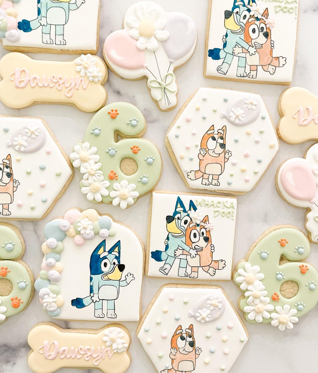 Bluey Cookies, Bluey Daisy Themed Cookies, Girly Bluey Cookies, Bingo ...