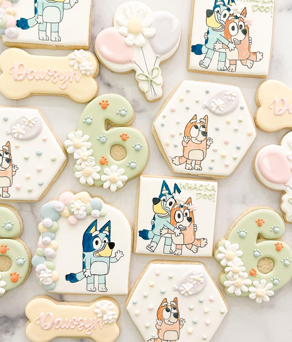 Bluey Cookies, Bluey Daisy Themed Cookies, Girly Bluey Cookies, Bingo ...