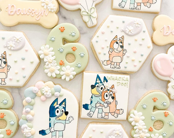 Bluey Cookies, Bluey Daisy Themed Cookies, Girly Bluey Cookies, Bingo ...