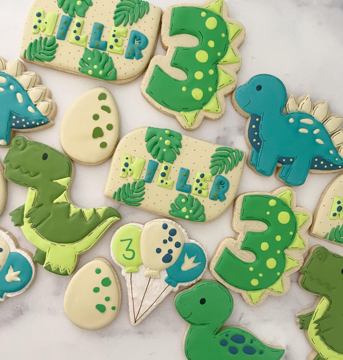 Three Rex Cookies, Dinosaur Birthday Cookies, Boy Birthday Theme, Girl ...